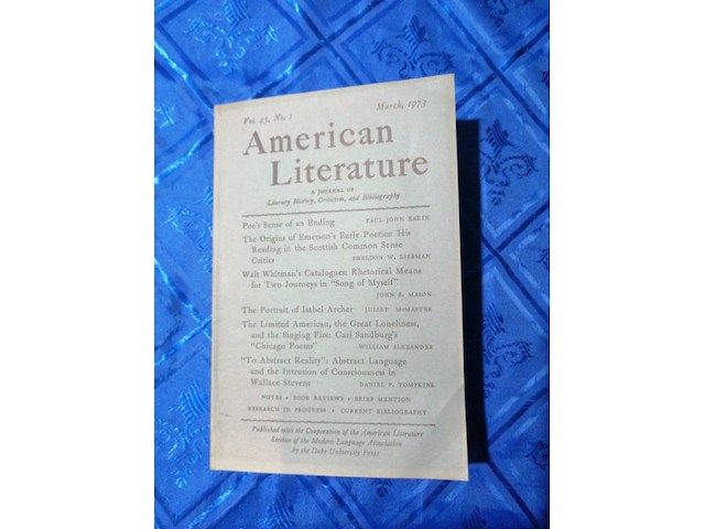 AMERICAN LITERATURE MARCH, 1973.