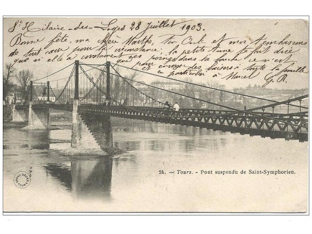 Tours Pont suspendu de Saint Symphorien 1903.