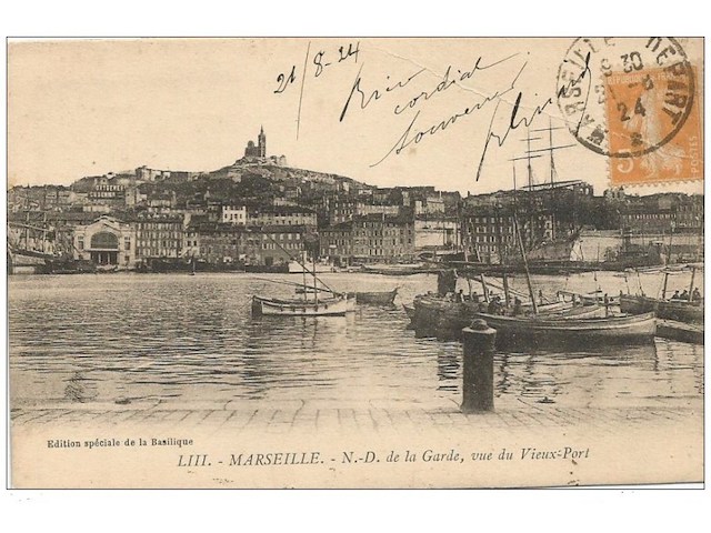 Marseille N.D. de la Garde vue du Vieux Port 1924.