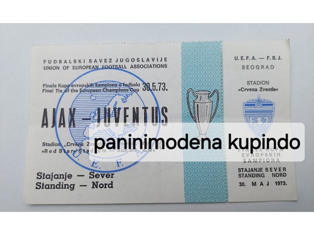 Neiskorišćeni ulaznica FINALA KUPA EVROPSKIH ŠAMPIONA Y