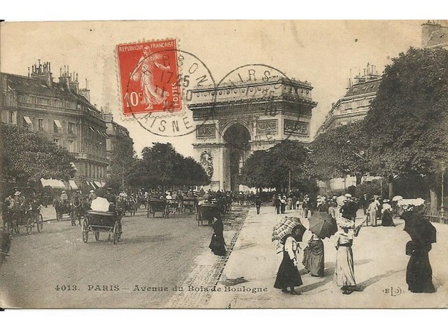 PARIZ 1913 Avenue de Bois de Boulogne ,putovala