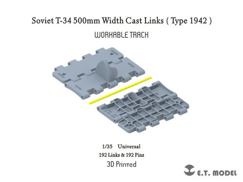 ET Model P35-017 Soviet T-34 500 mm Width Cast Links Type 1942 - Workable Track