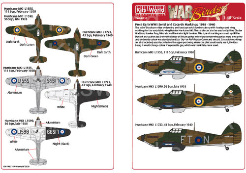 Kits World 148210 Pre and Early WWII RAF Serial and Cocarde Markings, 1938 - 1940.