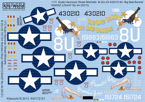 Kits World 172101 North American B-25 J - Hannover Street Mitchells - ‘Big Bad Bonnie’ and ‘Brenda’s Boys’