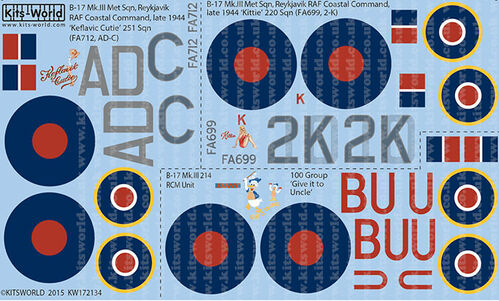 Kits World 172134 Boeing B-17 Mk.III/G (‘Kittie’ and ‘Keflavic Cutie’ and ‘Give it to Uncle’)