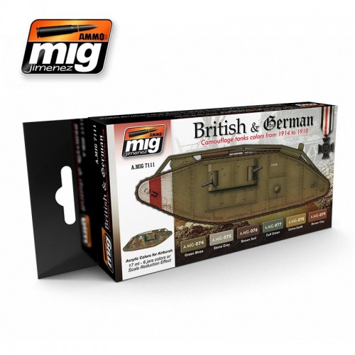 AMMO of Mig Jimenez A.MIG 7111 WW I British and German Colors Set
