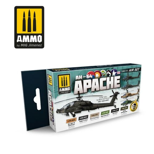 AMMO of Mig Jimenez 7253 AH64 APACHE Acrylic Set