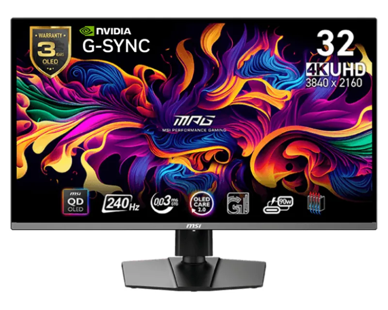 MSI 32 inča MPG 321CURX QD-OLED, 4K UHD 3840x2160 QD OLED 240 Hz G-Sync zakrivljeni gaming monitor