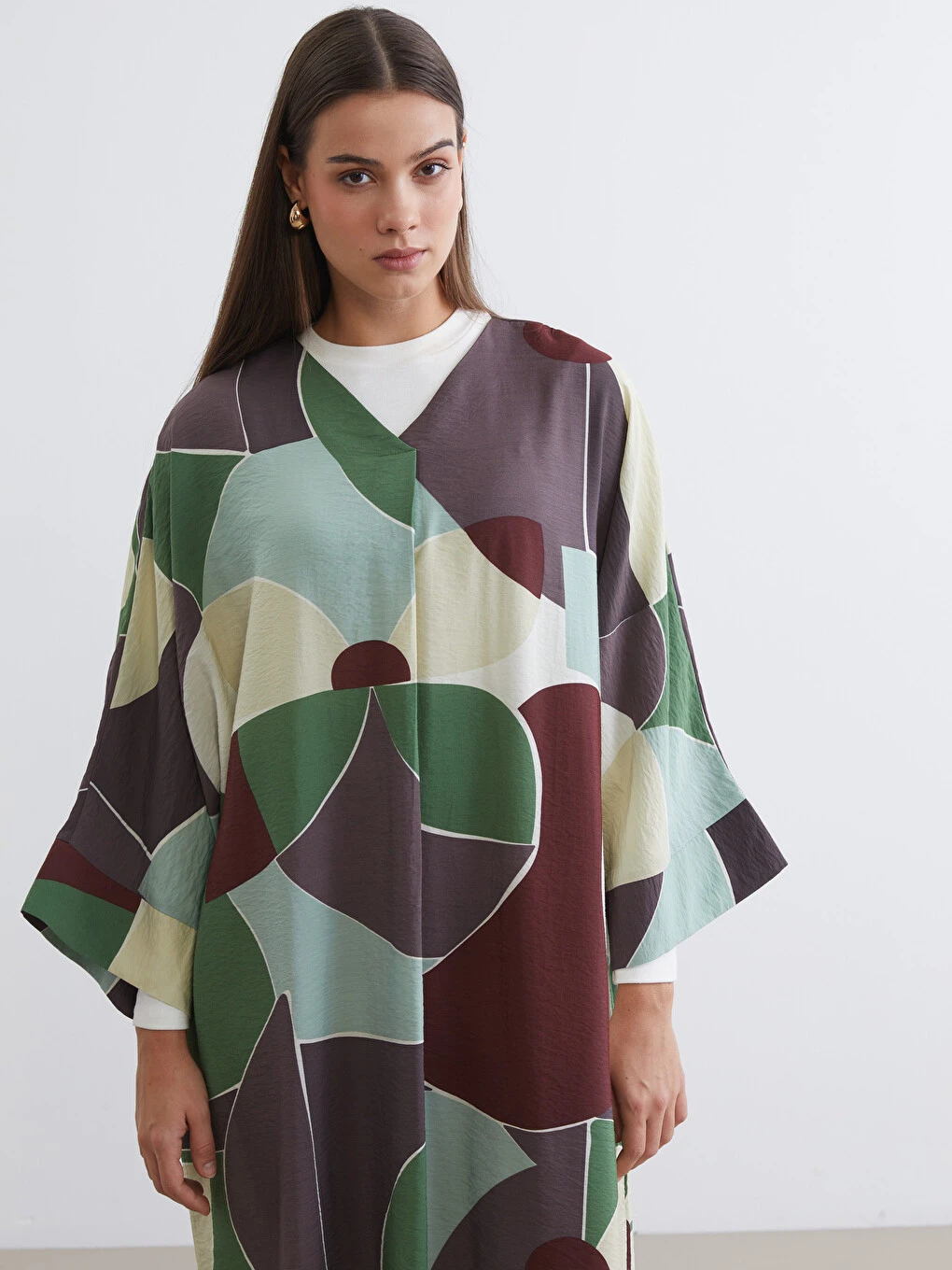 LCW Modest Haljina A Kroja Sa Uzorkom I V Izrezom, Oversize Kroja