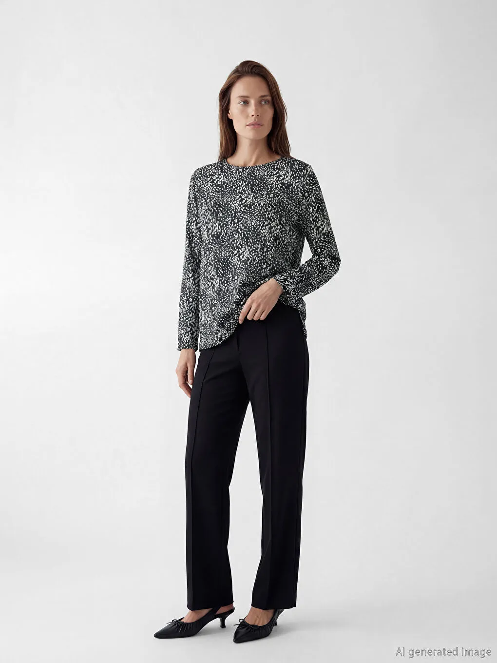 LCW Grace Bluza Sa Okruglim Izrezom Sa Uzorkom