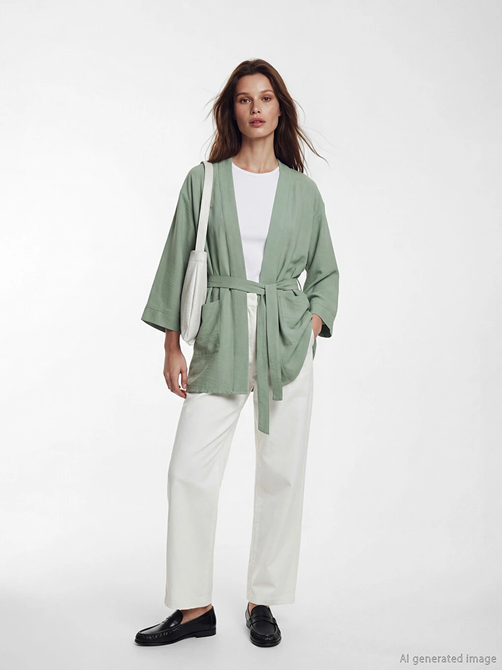LCW Modest Ženski Kimono Sa Šal Kragnom I Pojasem, Oversize Kroja