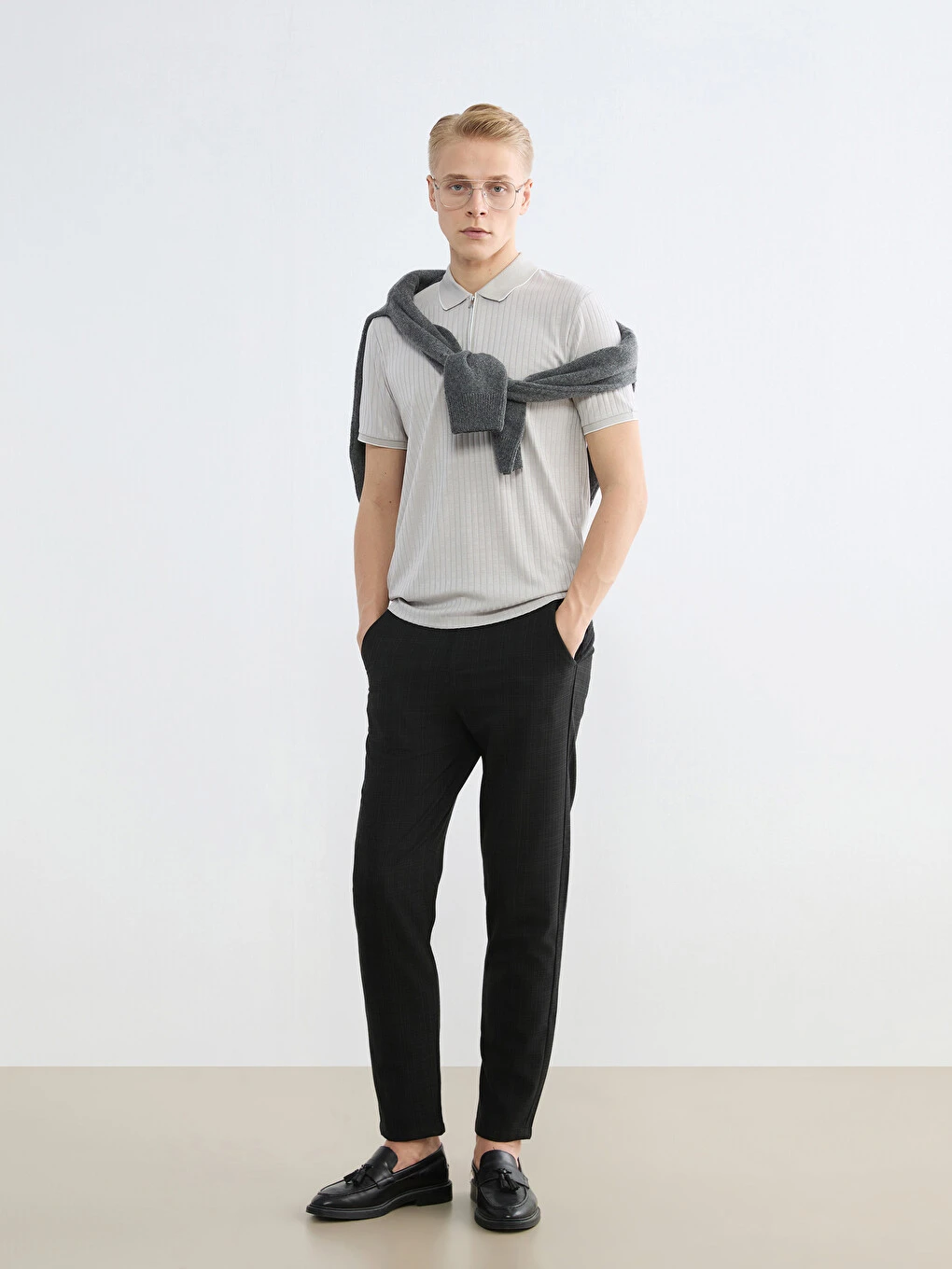 LCW Vision Muške Karirane Pantalone Slim Kroja