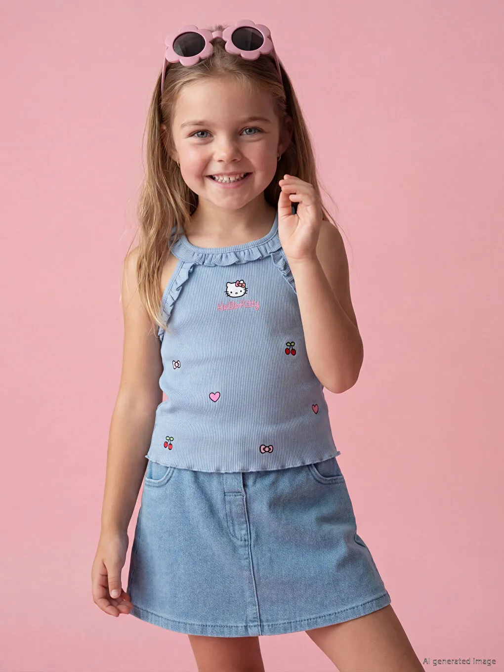 LCW Kids Hello Kitty Štampana Dečja Majica Bez Rukava