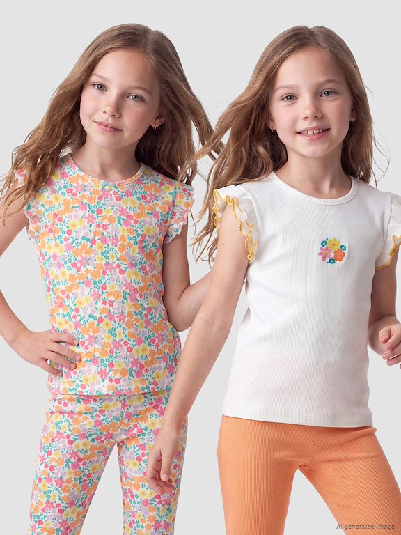 LCW Kids Rebrasta Štampana Majica Bez Rukava Za Devojčice Sa Okruglim Izrezom 2-pakovanje