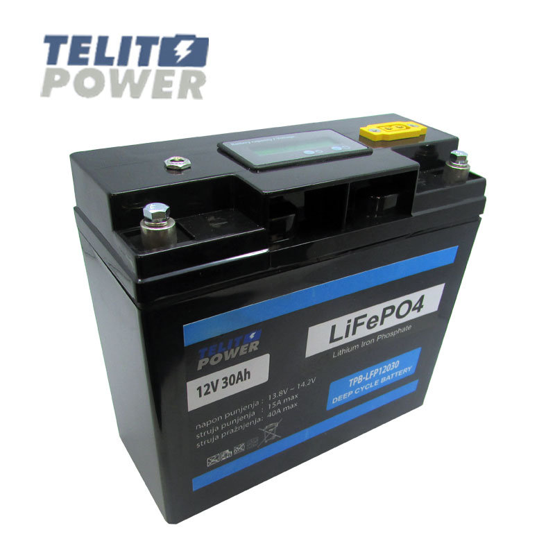 LiFePO4 Akumulator 12V 30Ah sa LCD displejem i BMS 40A