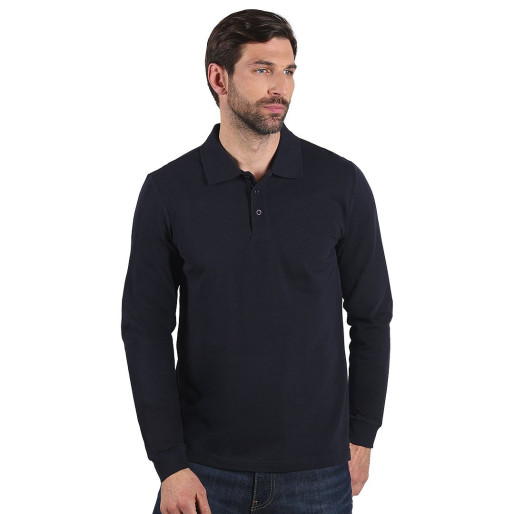 AZZURRO II LSL, PAMUČNA POLO MAJICA DUGIH RUKAVA, 180 G/M2, PLAVA