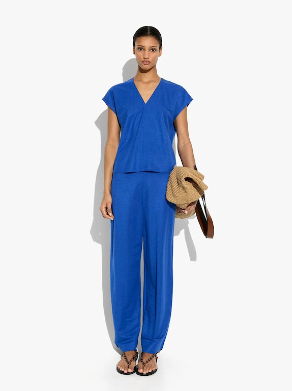 PLAIN TROUSERS WITH ELASTIC WAIST