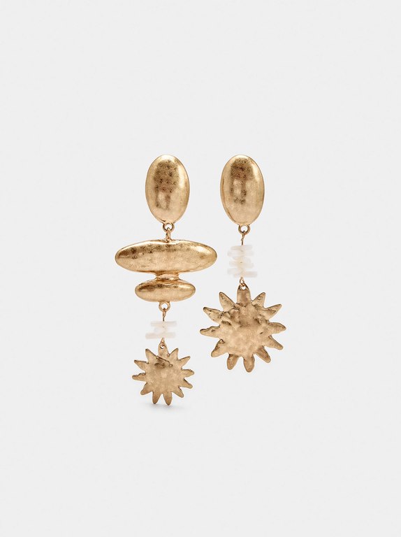 ASYMMETRIC LONG EARRINGS WITH SUN