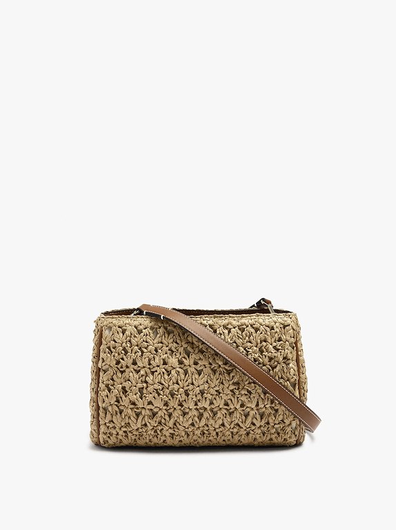 PAPER STRAW EFFECT DOUBLE CROSSBODY BAG