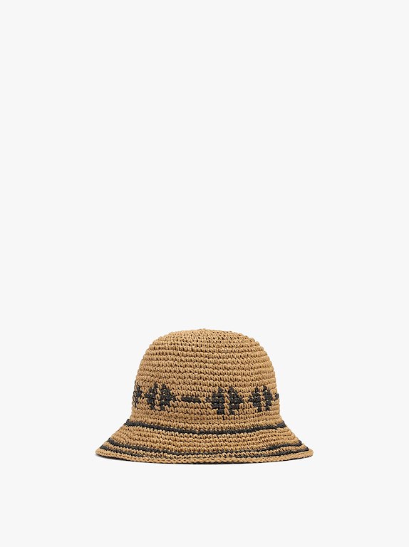 BUCKET BAG HAT WITH PAPER STRAW EFFECT