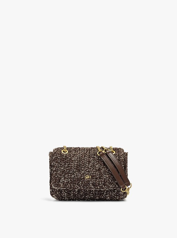 SHOULDER BAG WITH PAPER STRAW EFFECT WITH FLAP