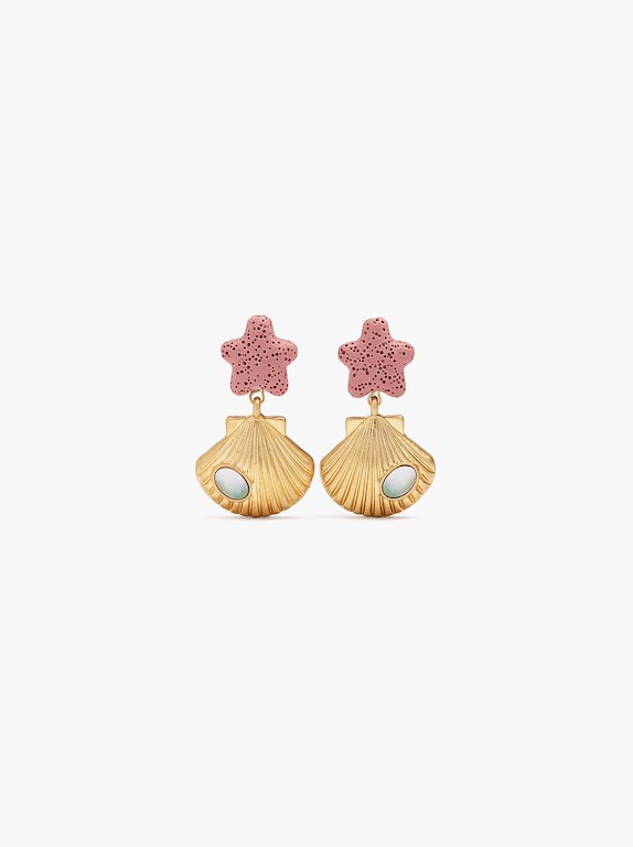 CORAL EFFECT EARRINGS WITH SHELLS