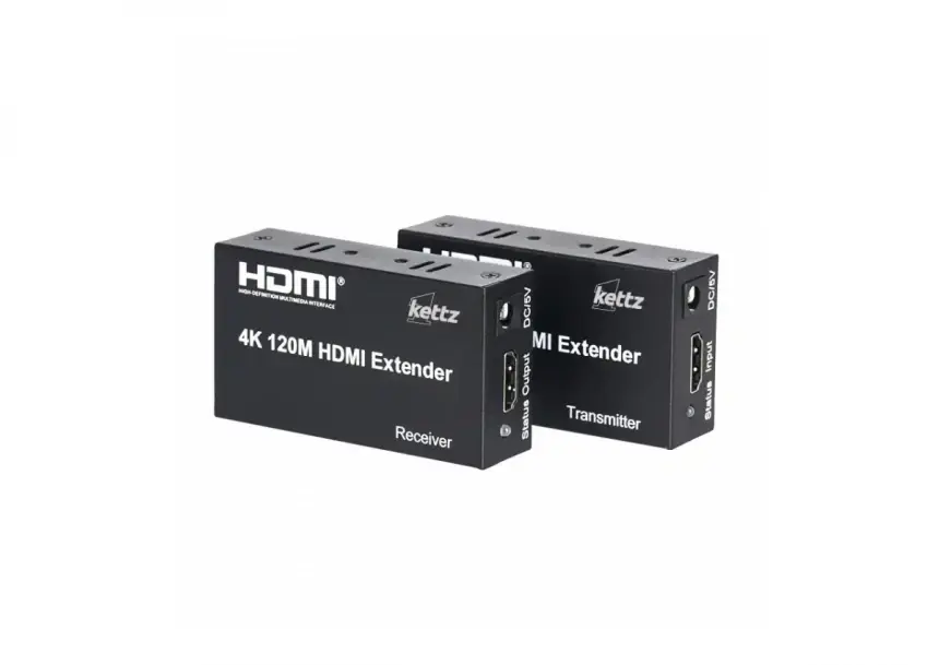 KETTZ Ekstender za pasivni prenos signala HDMI-UTP, 120m, HEX-K1220, 4K, 30 Hz, Crni