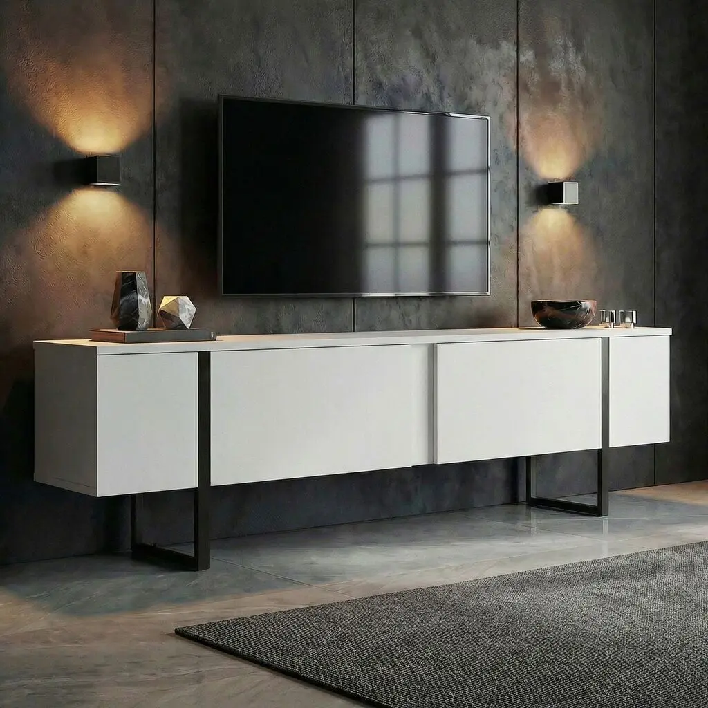 Nordure TV komoda, 180x45x30cm, Bela