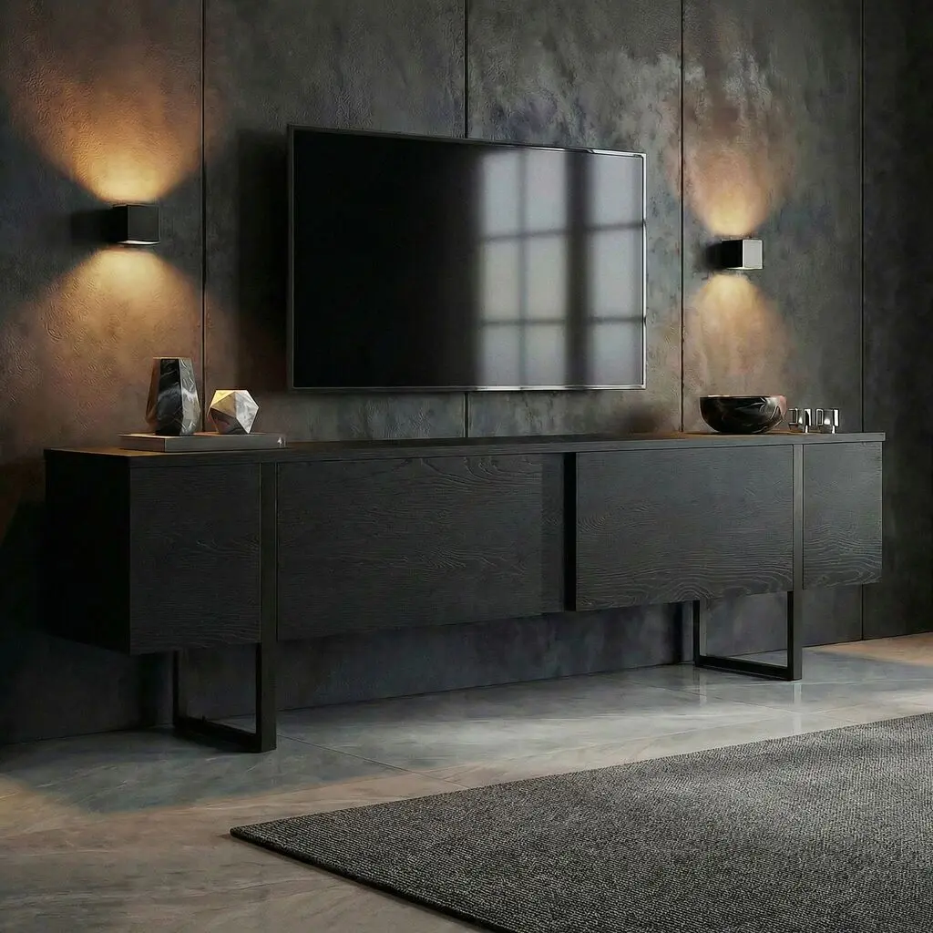 Nordure TV komoda, 180x50x30cm, Crna