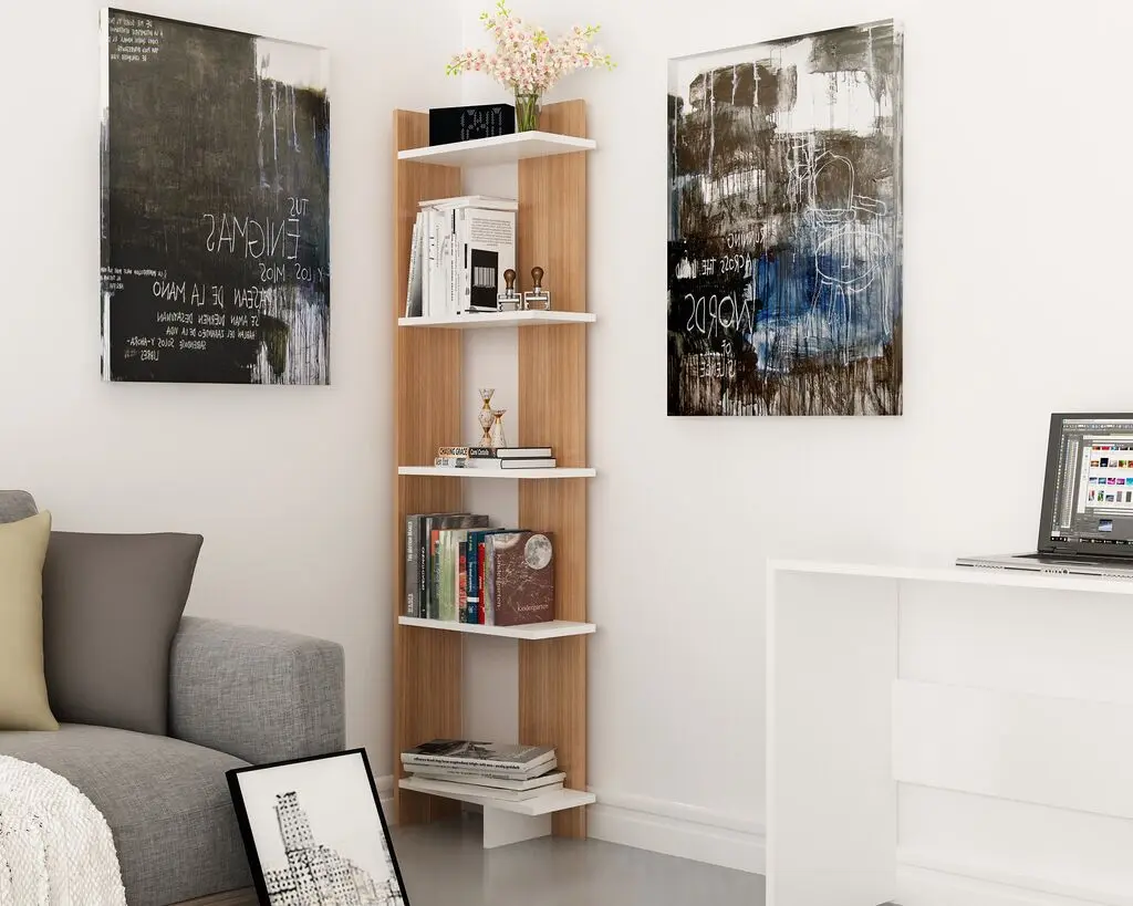 Hanah Home Polica za knjige Als Teak, Bela