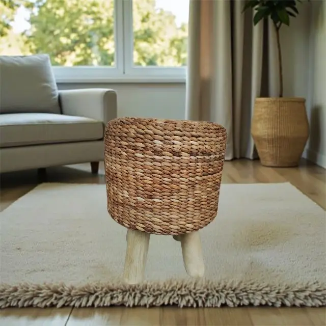 Bali - Ručni rad Tabure, Drvo-ratan, 45 cm, Smeđi