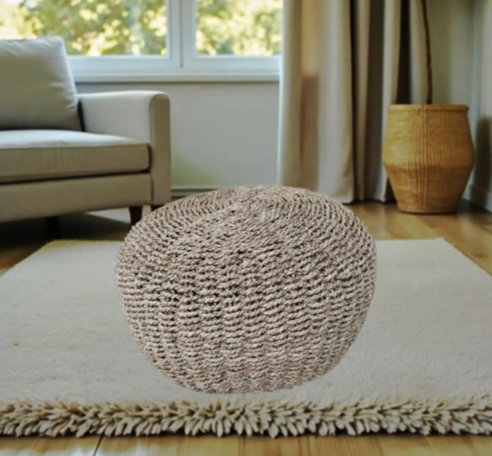 Bali - Ručni rad Tabure, Ratan, 50 cm, Bež