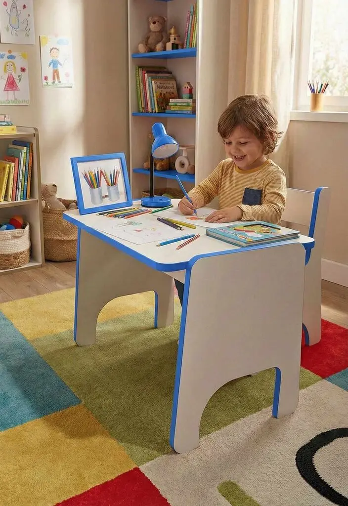 Hanah Home Dečiji set Sto i stolica, 63x46x45cm, Plavi