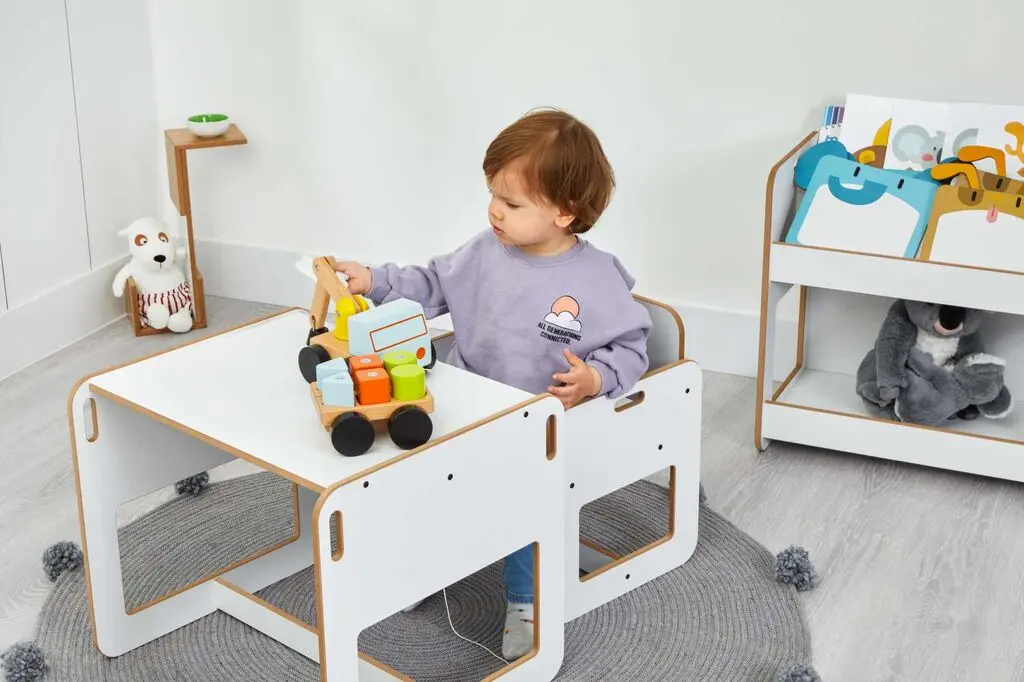 Hanah Home Dečiji set Sto i stolica, 53x45x44.5cm, Beli