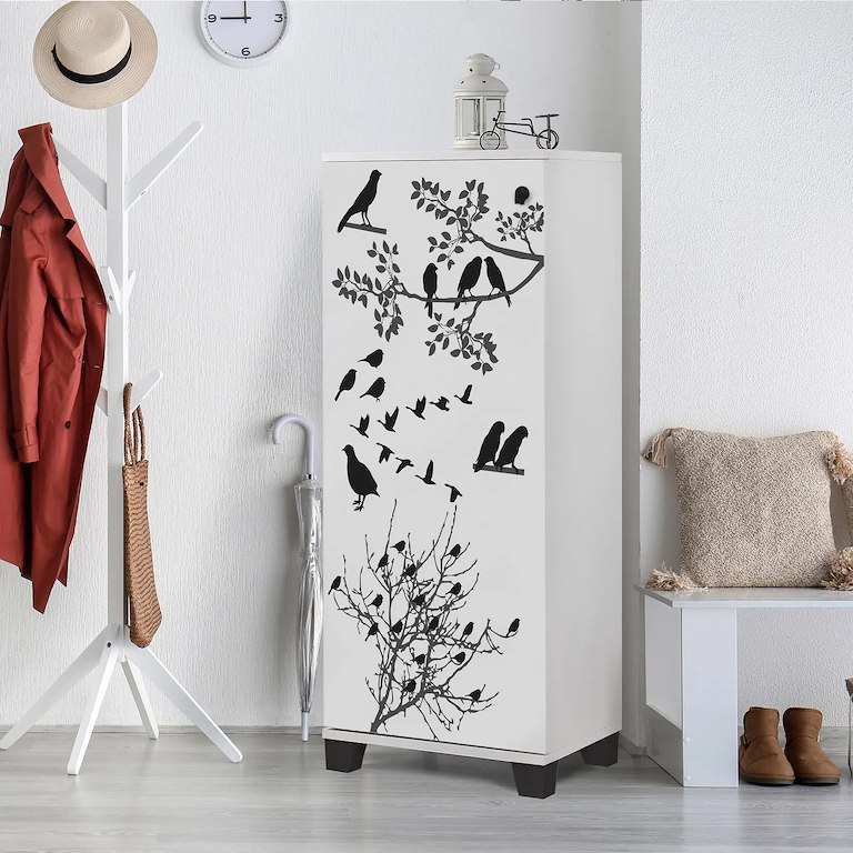 Hanah home Cipelarnik 50x127x38cm Belo-Crni