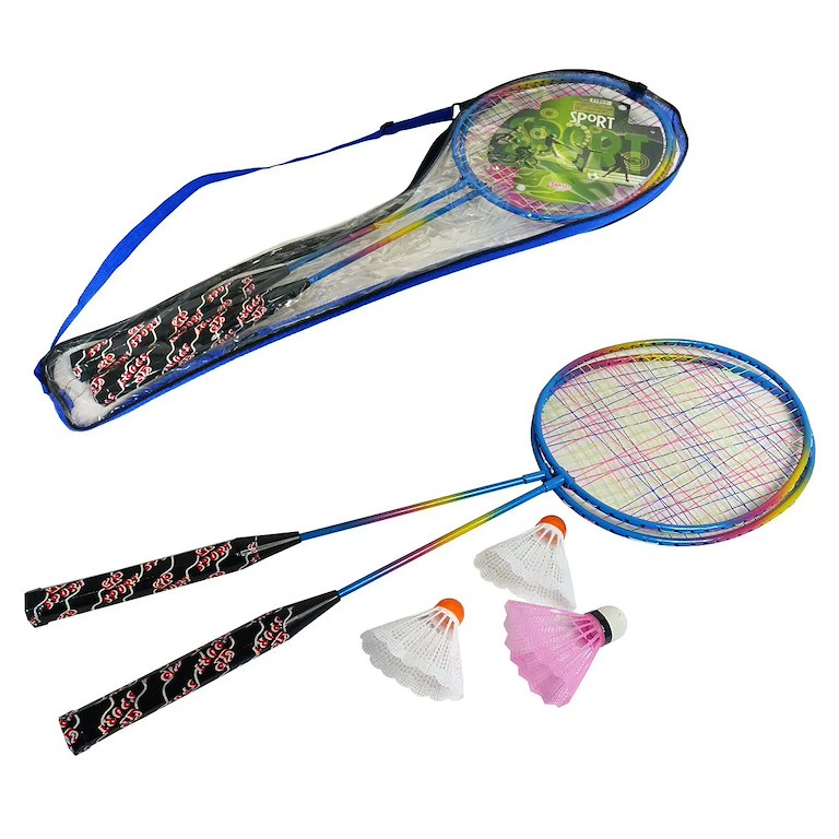 DENIS Set za badminton s 2 reketa i 3 loptice, Šareni