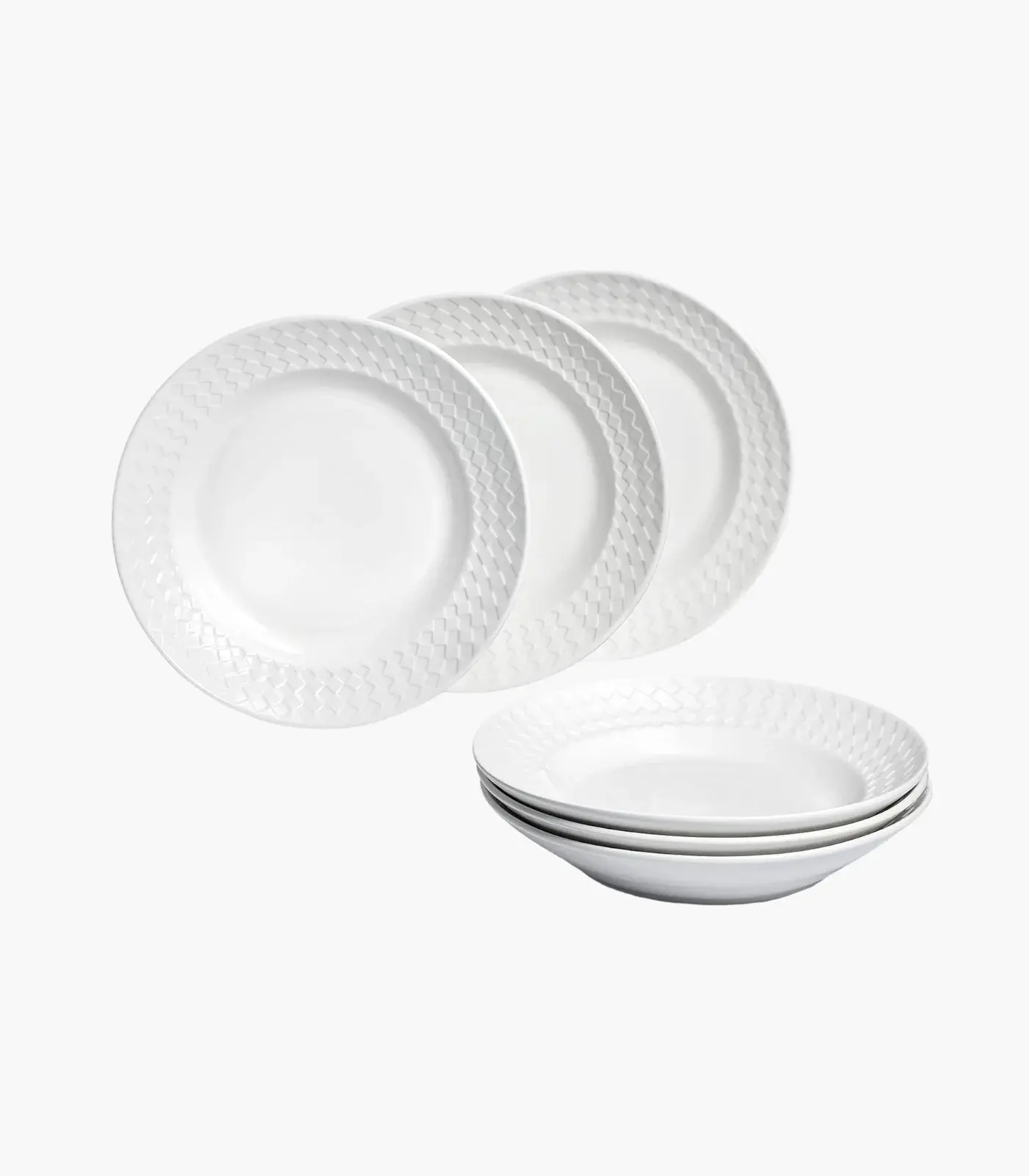SUNTUN Set od 6 dubokih tanjira Sculptor, Beli