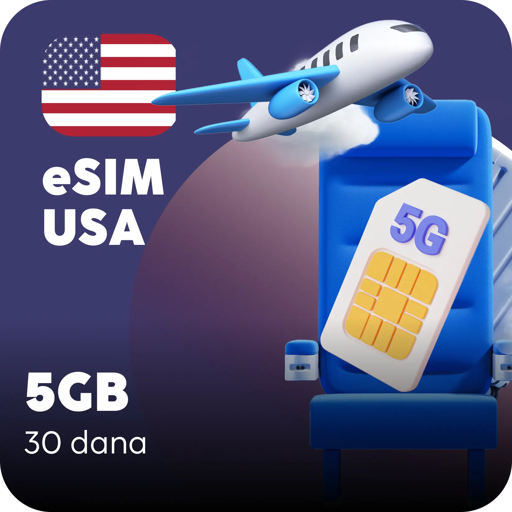 Sjedinjene Američke Države eSIM kartica - 5GB prepaid mobilnih podataka za 30 dana