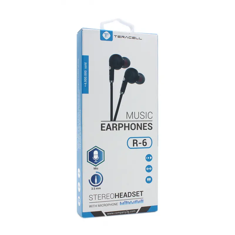 Teracell Slušalice Evolution R6 crne 3.5mm