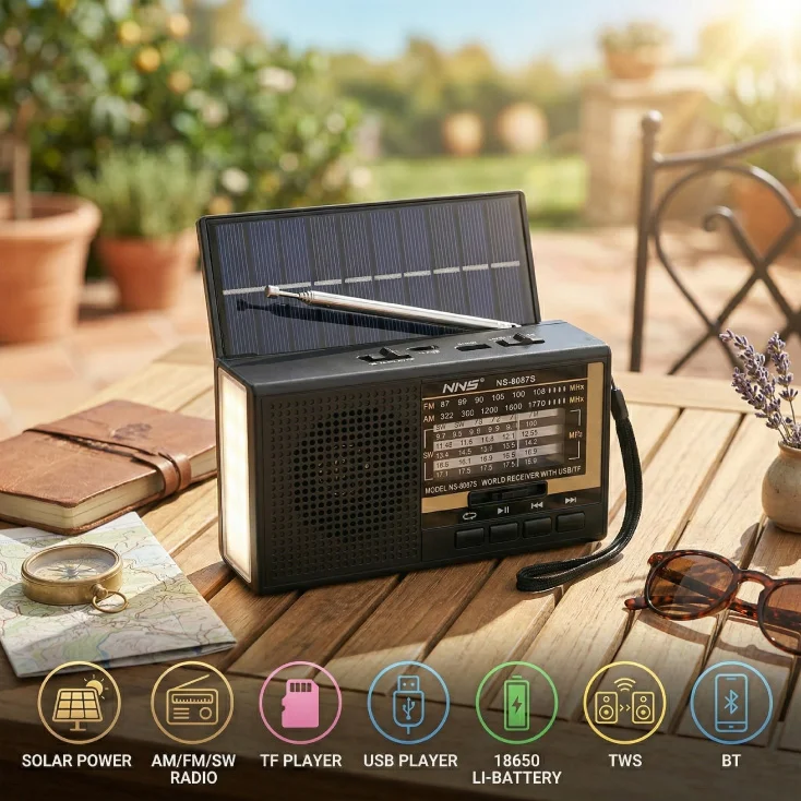 Solarni prenosni Bluetooth radio prijemnik 8087S NS-8087S