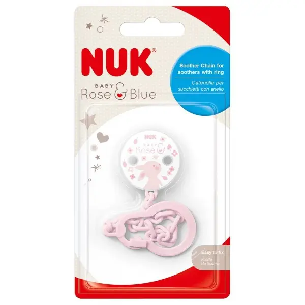 Nuk Lančić za varalicu za bebe sa prstenom, Roze