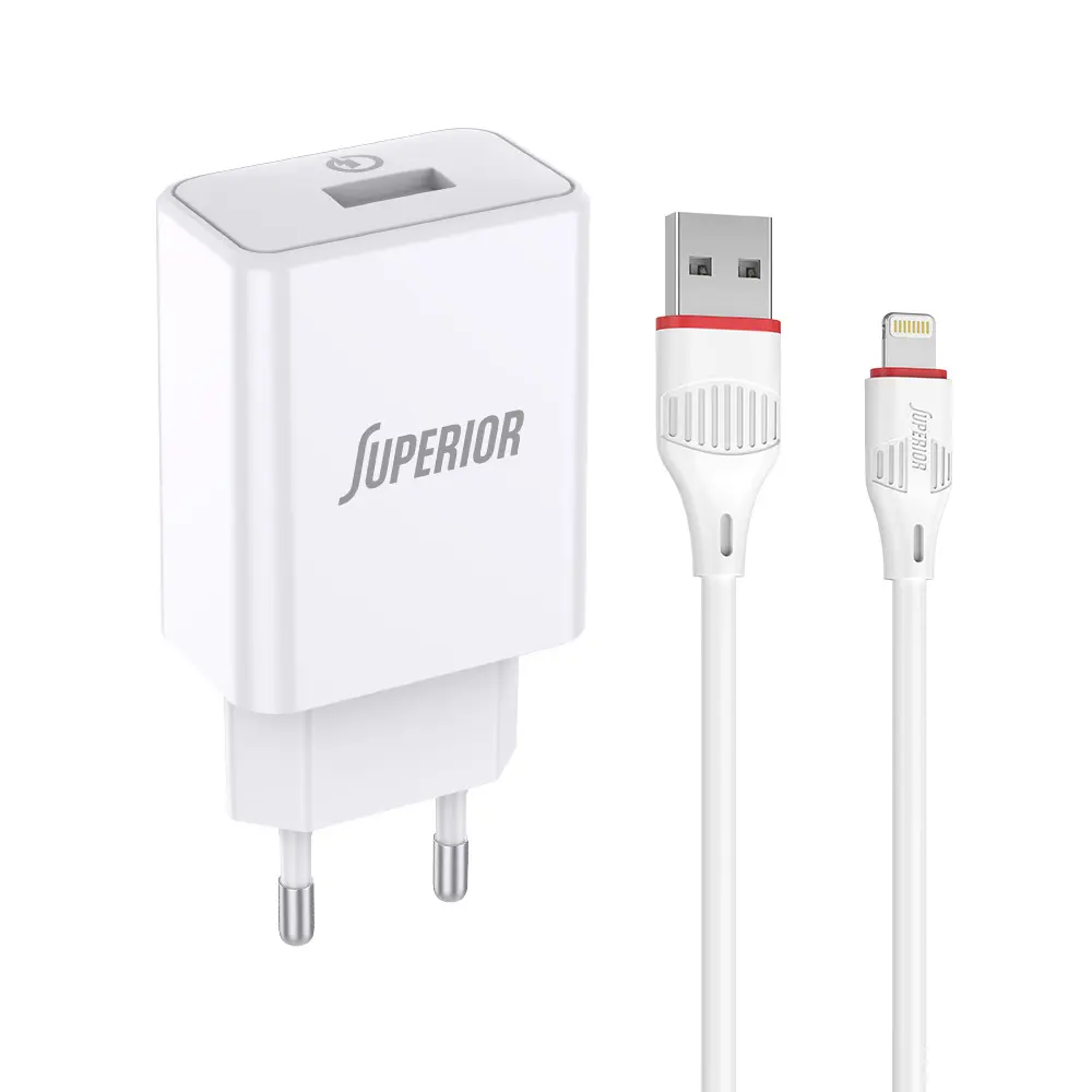 Kućni Punjač SU-P101 Fast QC3.0 18W 3A Lightning, Beli