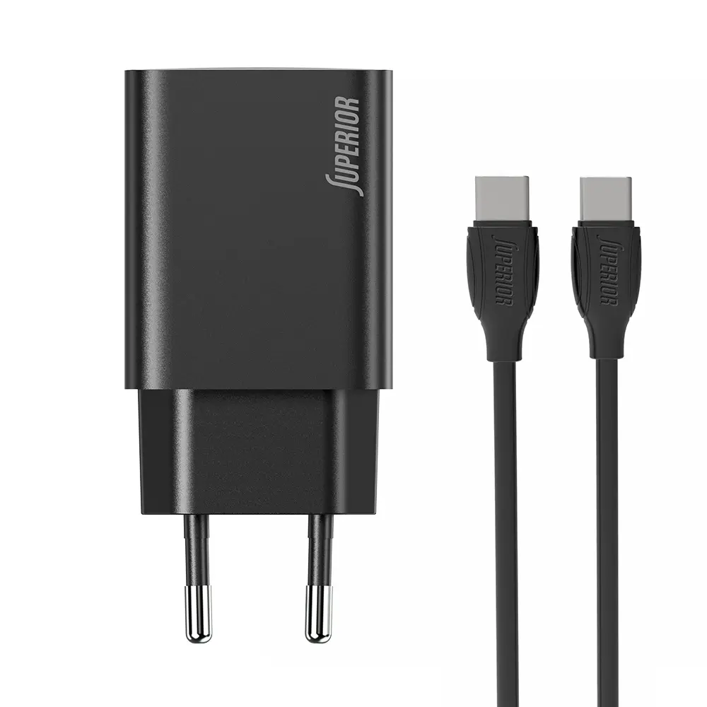 Kućni Punjač SU-P103 Super Fast PD 25W 3A Type C na Type C, Crni