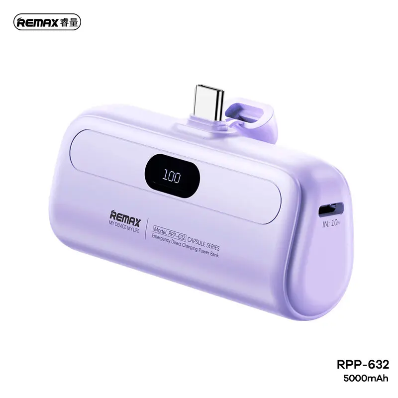 Back up baterija REMAX Capsule series RPP-632 2A Type C, 5000mAh, Ljubičasta