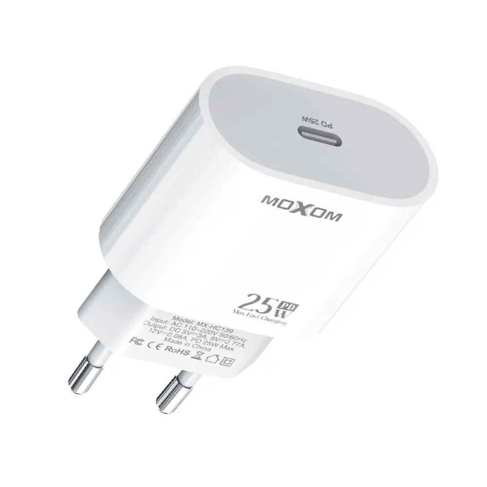 MOXOM Kućni punjač MX-HC139 25W Type C na Type C beli