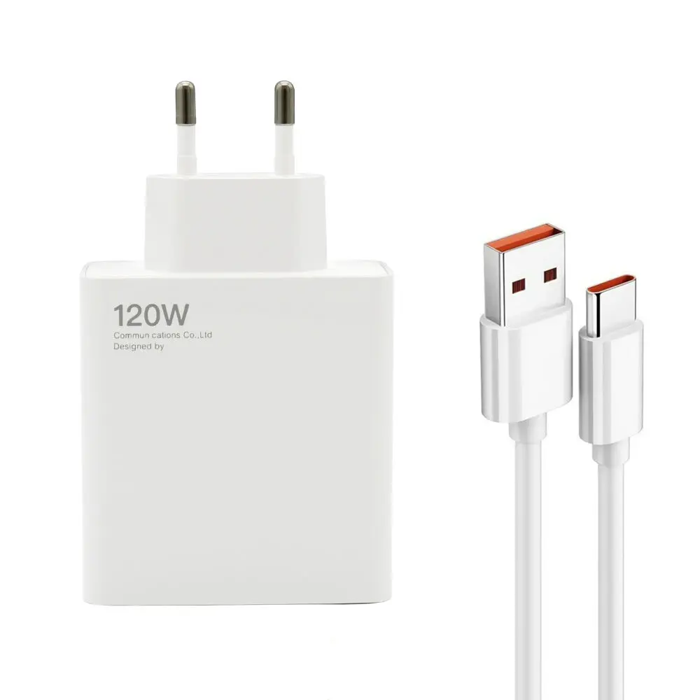 Kućni punjač Super Fast 120W GaN 6A USB sa USB A na Type C kablom, Beli