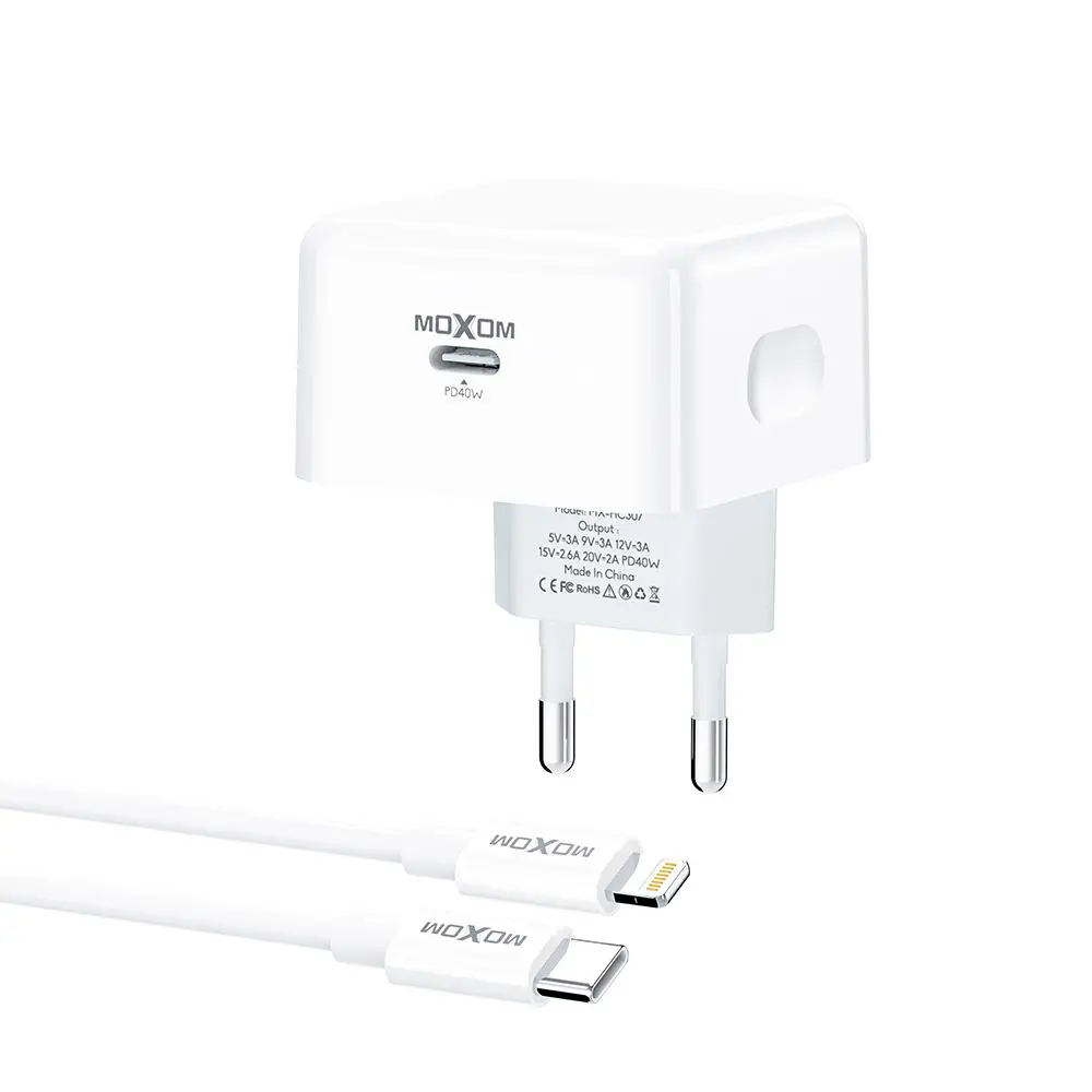 Moxom Kućni punjač MX-HC307 40W Type C na Lightning, Beli