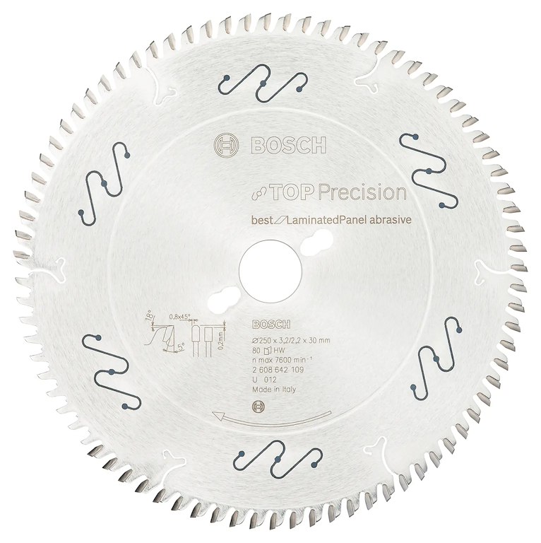 Bosch List kružne testere Top Precision Best for Laminated Panel Abrasive 250 x 30 x 3,2 mm, 80 2608642109, 250 x 30 x 3,2 mm, 79