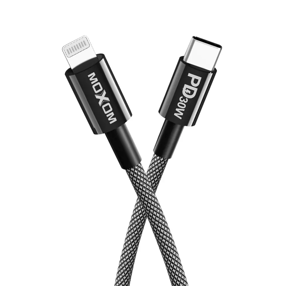 Moxom MX-CB136 PD USB data kabl Type-C na Lightning USB, 30W, 1m, Crni
