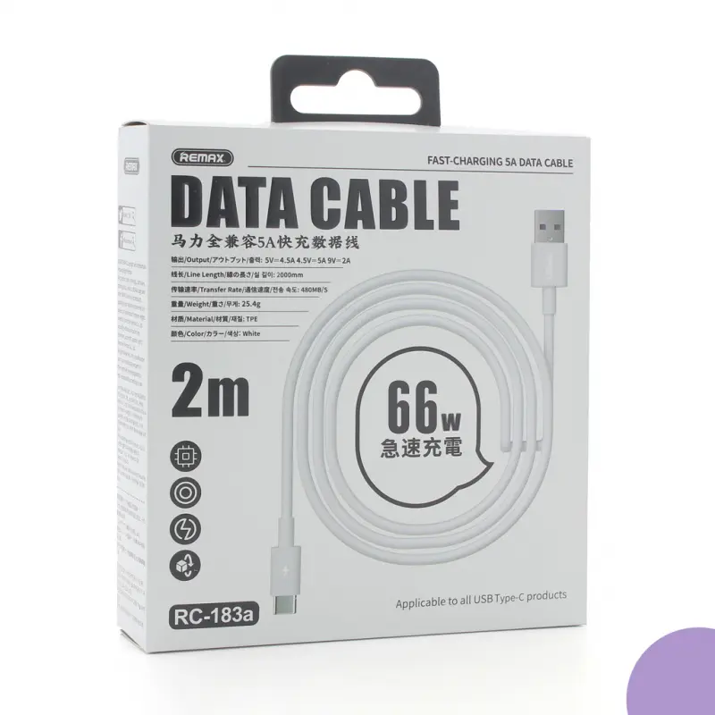 Remax Data kabl RC-183a 66W 6A Type C, 2m, Beli